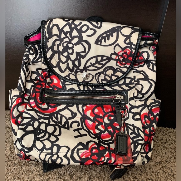 Coach | Bags | Coach Graffiti Poppy Flower Backpack Purse | Poshmark